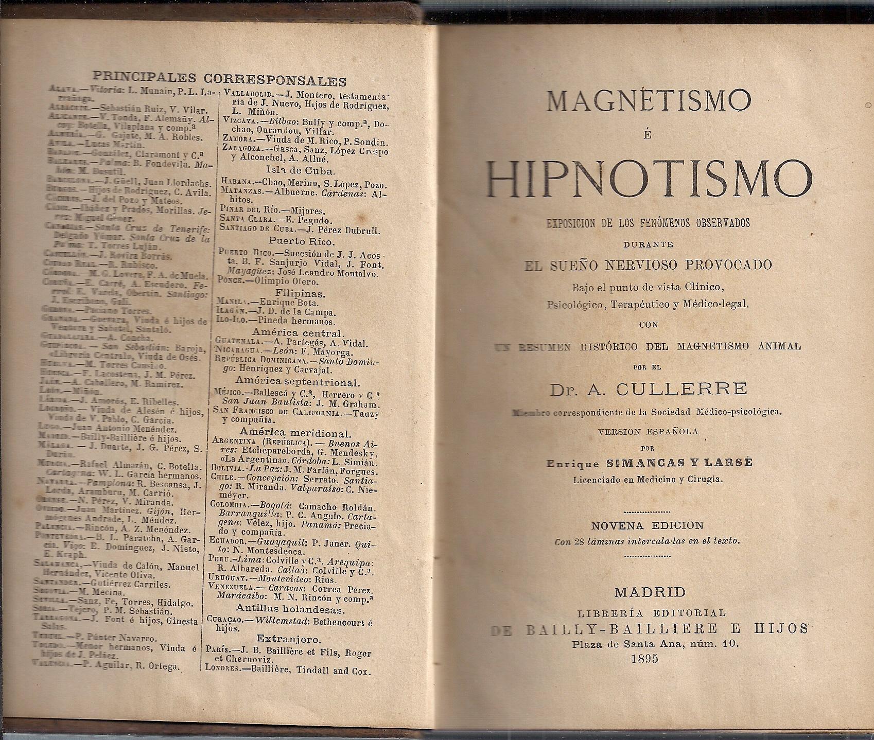 Libro sobre hipnosis de 1886. Magnetismo e hipnotismo. | Hipnosis Bilbao